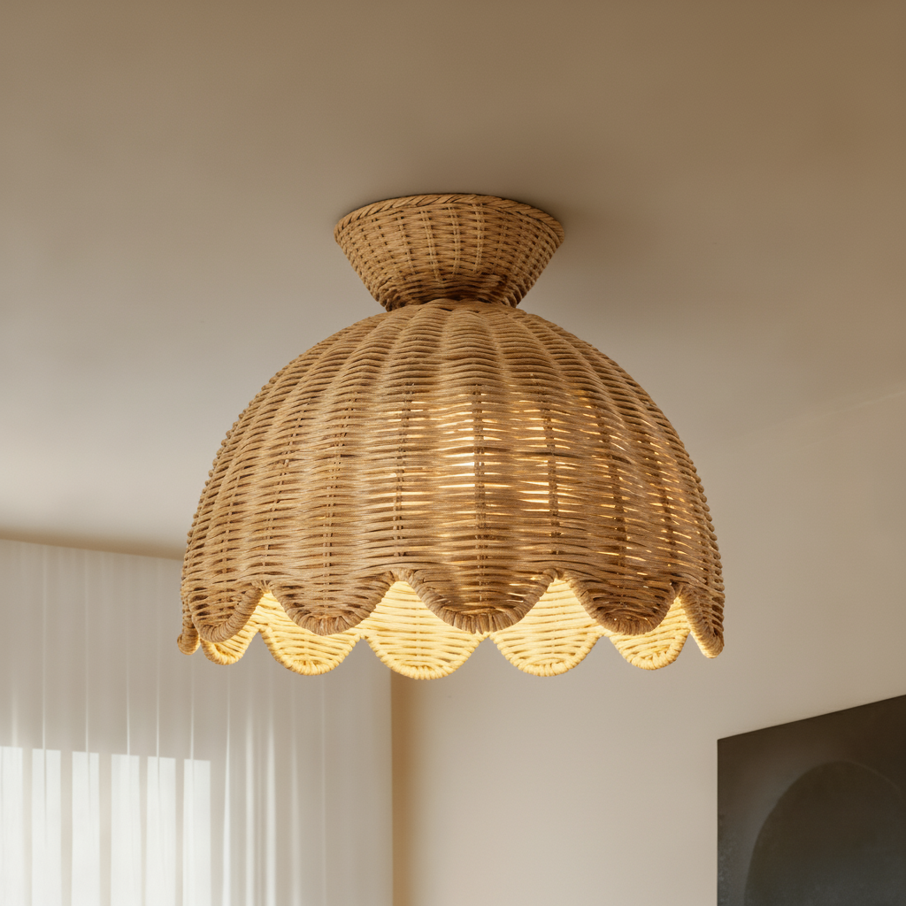 Peyton Boho Woven Flush Mount Ceiling Light | At Ease – At Ease Home Life