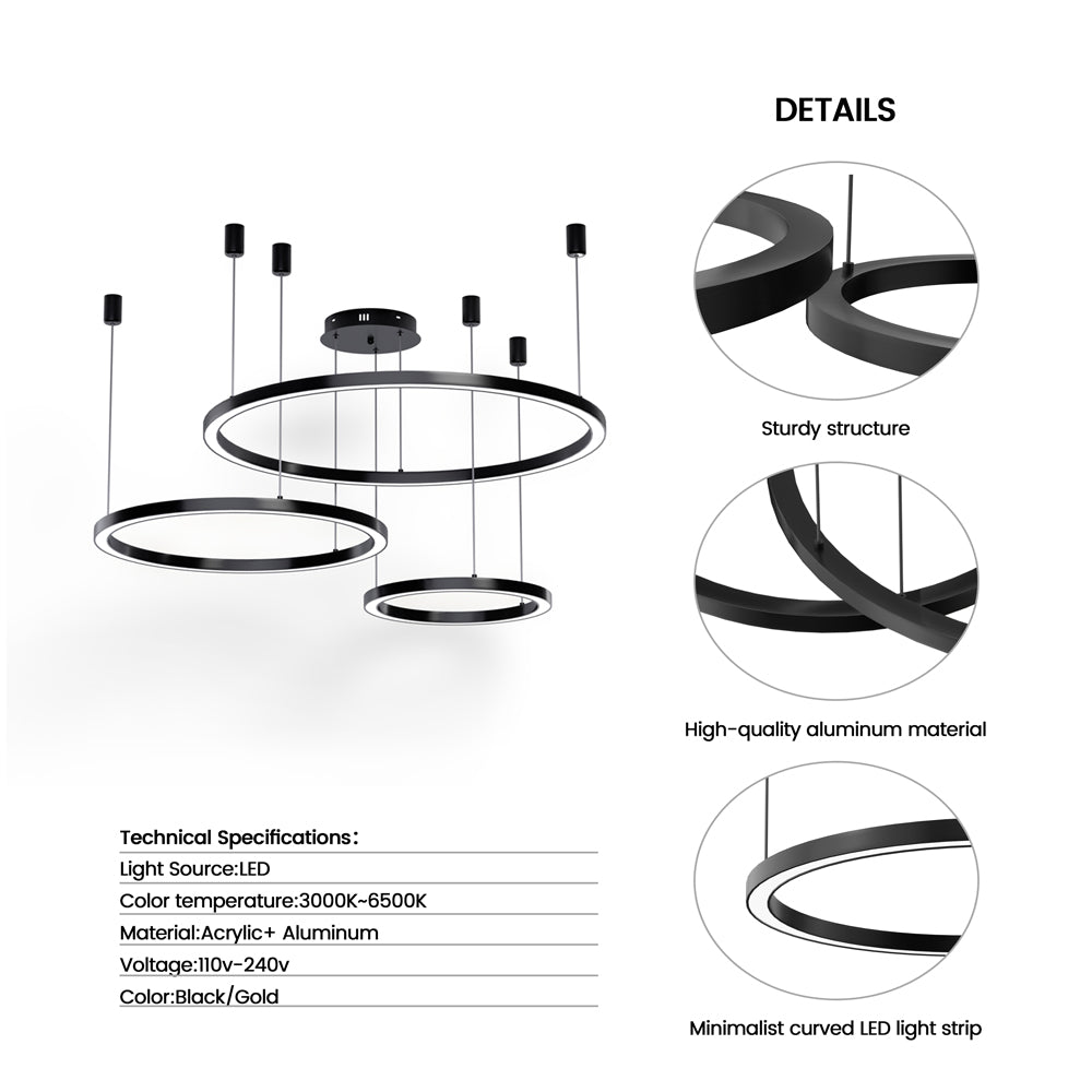 3 ring led pendant light | living room pendant light | at EASE – At ...