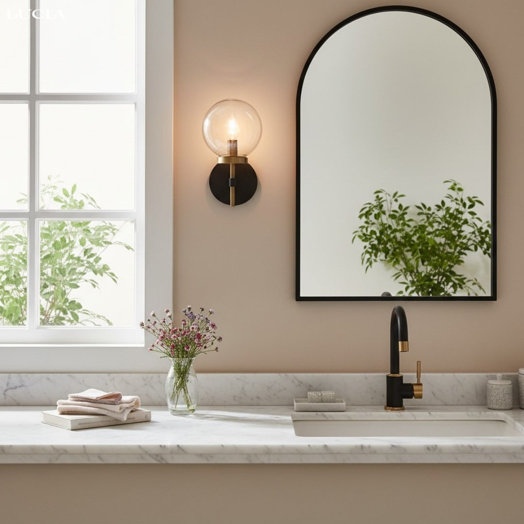 Artemis Modern Industrial Globe Clear Glass Wall Sconce | LuciaLiving ...