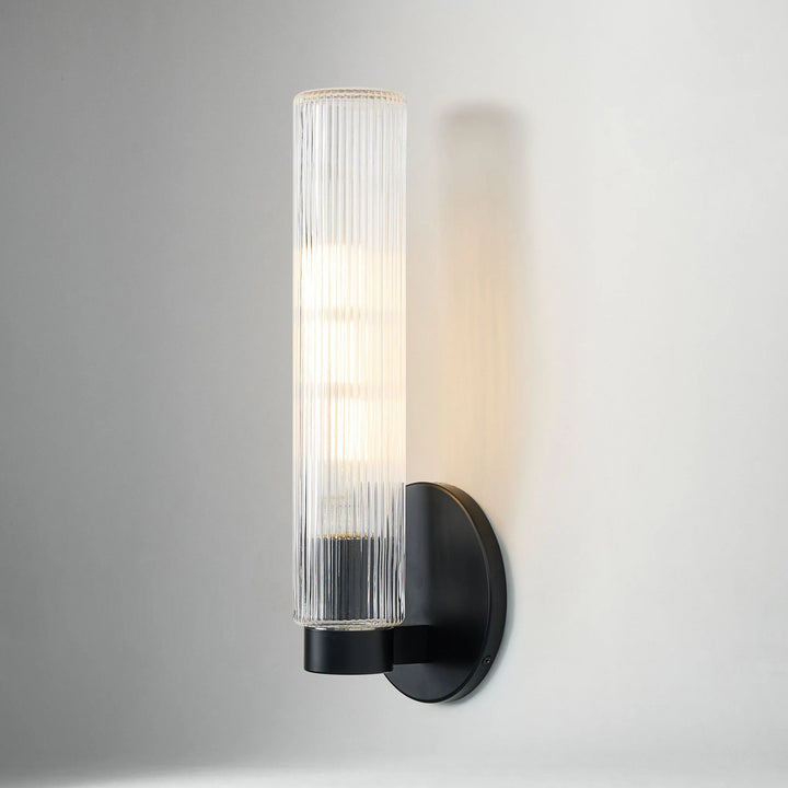 Minimalist Cylindrical Fluted Glass Sconce | Ribbed Glass Sconce ...