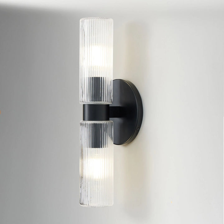 Minimalist Cylindrical Fluted Glass Sconce | Ribbed Glass Sconce ...