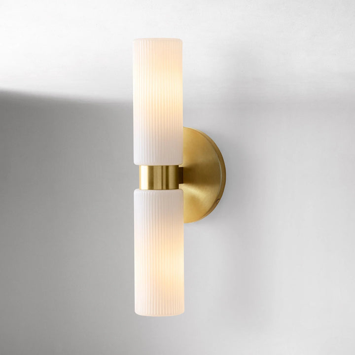 Nerida Minimalist Cylindrical Fluted Glass Sconce | Ribbed Glass Sconce ...