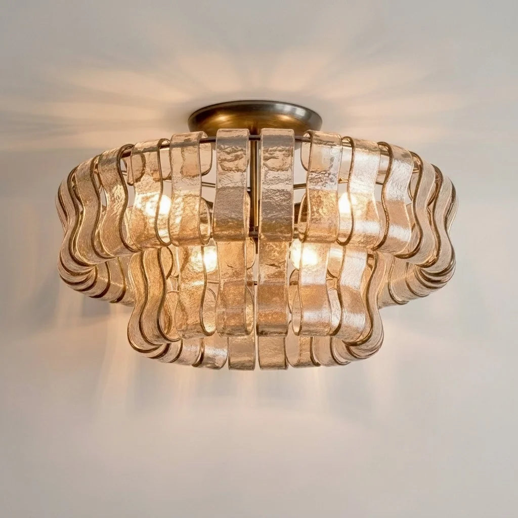 Meron Modern Double Layer Glass Ceiling Light | Metal Light | At Ease ...