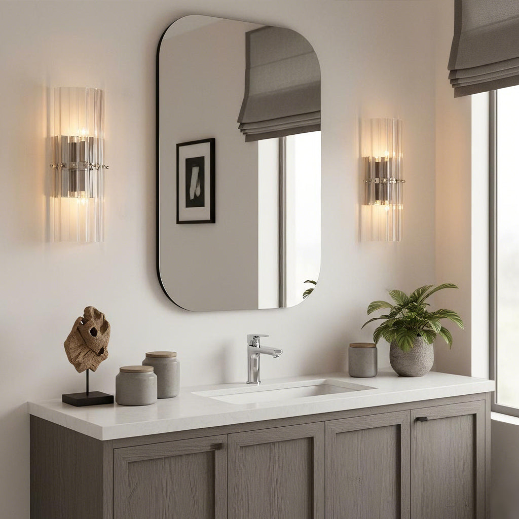 Merrick Modern Luxury Ribbed Crystal Double Wall Sconce | LuciaLiving ...