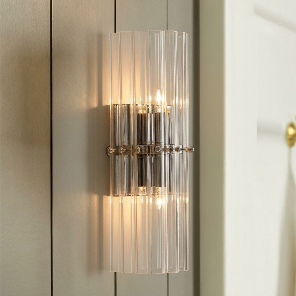 Merrick Modern Luxury Ribbed Crystal Double Wall Sconce | LuciaLiving ...