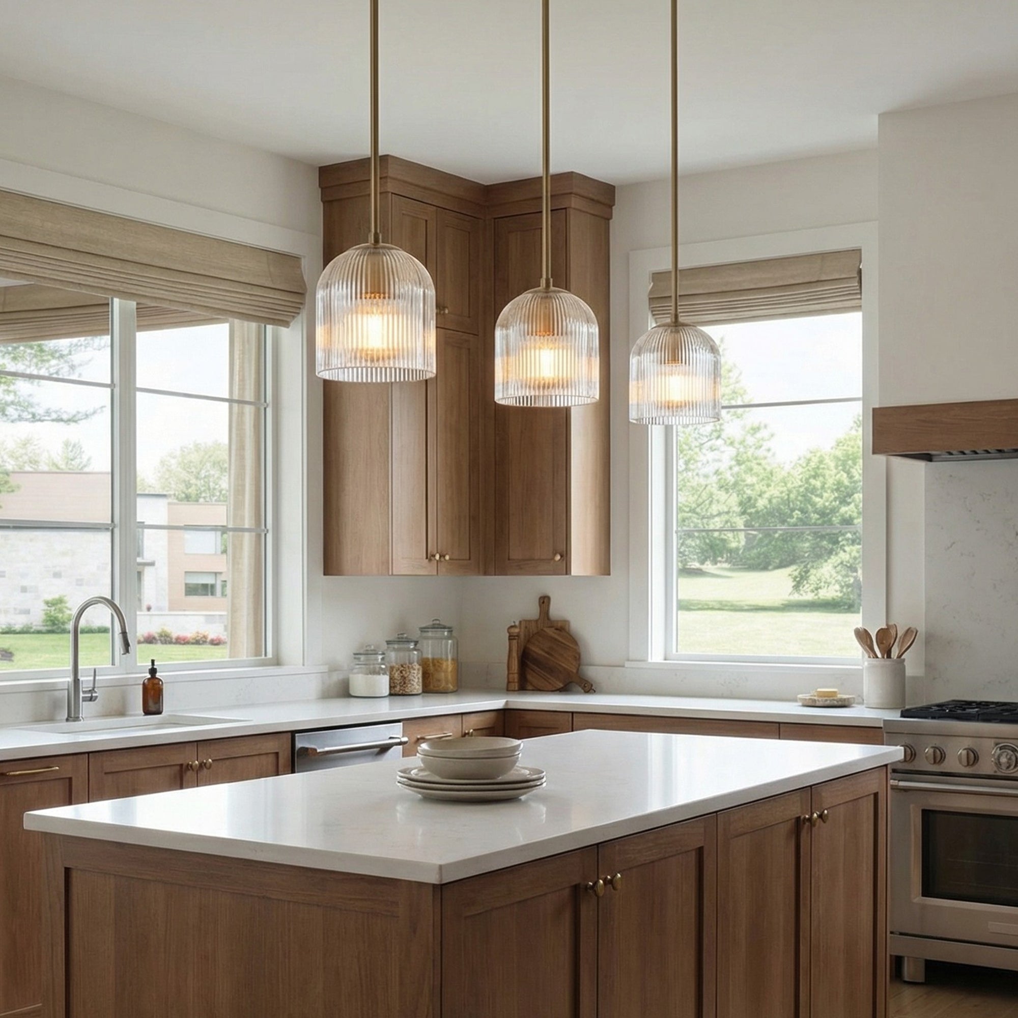 Vireo Farmhouse Cooper Ribbed Glass Pendant Light | Lucia Living – At ...