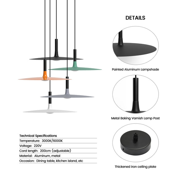 Vink flat pendant light modern nordic hanging lamp for dining table ...