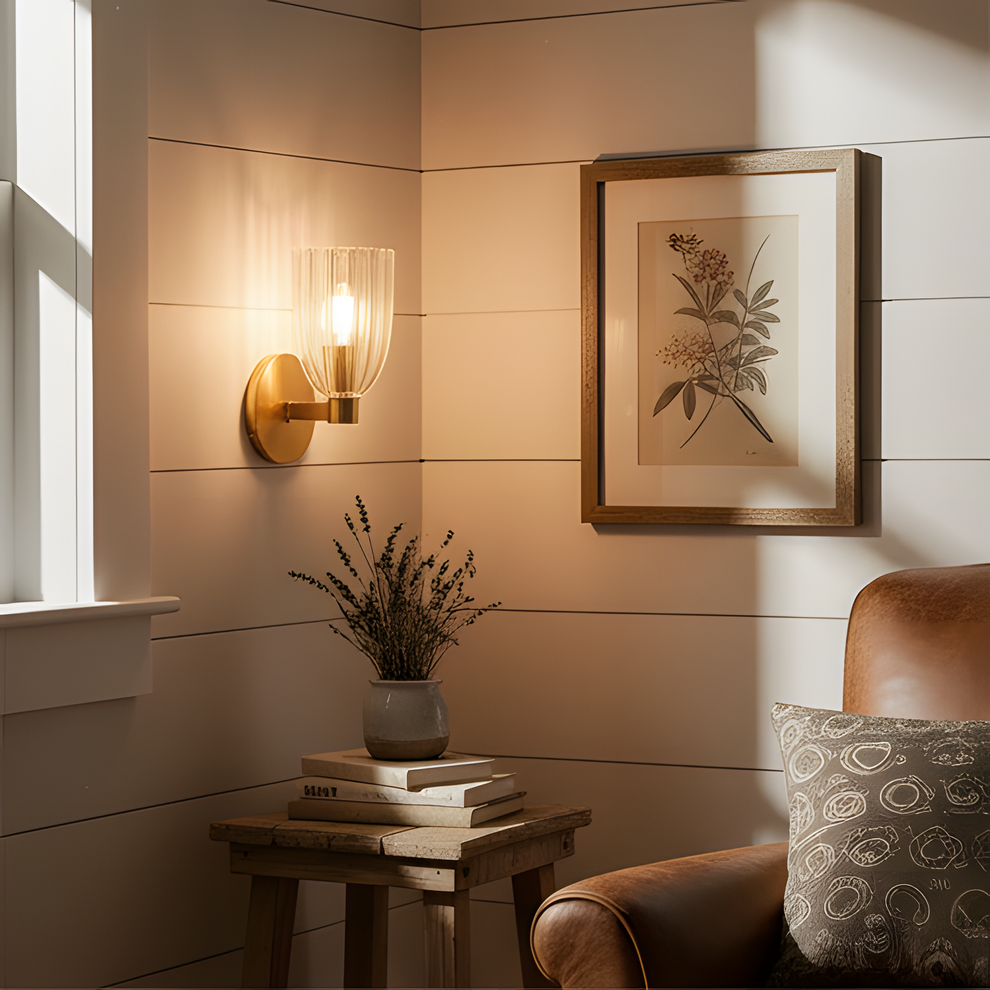 Calista Modern Ribbed Glass Brass Wall Sconce | LuciaLiving – At Ease ...