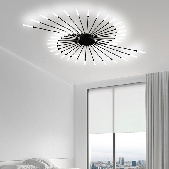 Spiral LED Ceiling Light Modern For Living Room Semi Flush Black Gold ...