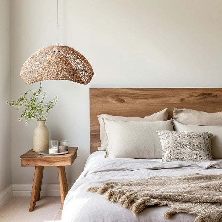 Modern Rattan Pendant Light | Rattan Bedroom light | at EASE – At Ease ...